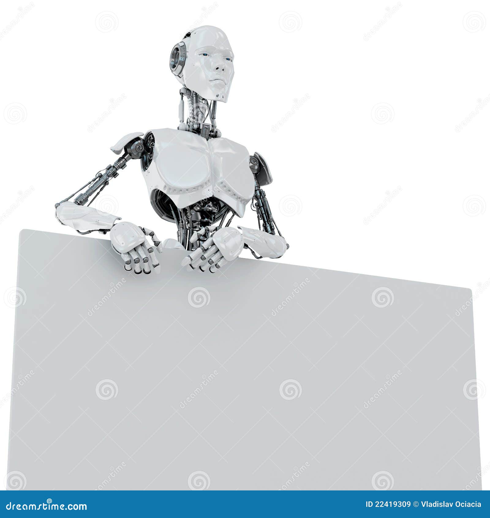 Great Robot Doing A Crouch Pose In A White Bacground Royalty-Free ...