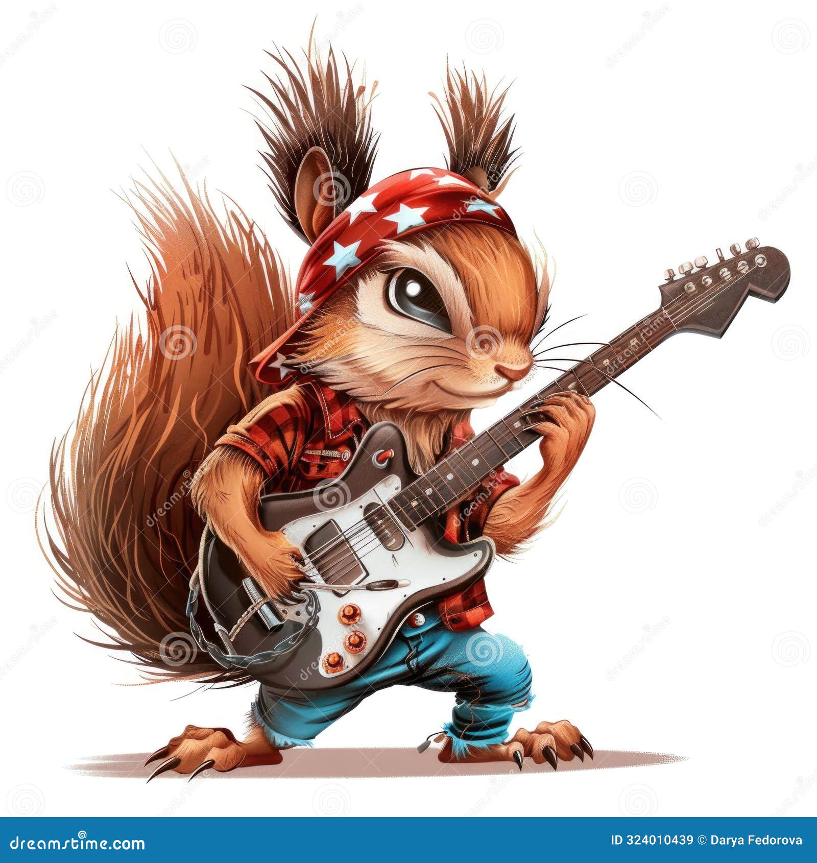 Cool Rock Squirrel in Rock Outfit Playing Electric Guitar Stock ...