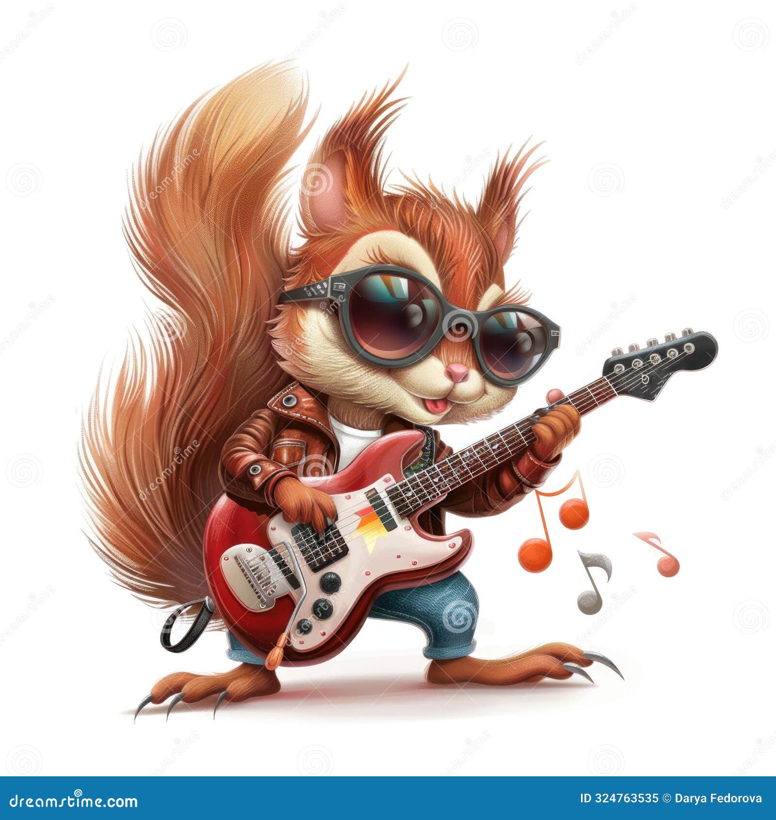 Cool Rock Squirrel Wearing Sunglasses and Playing Electric Guitar Stock ...