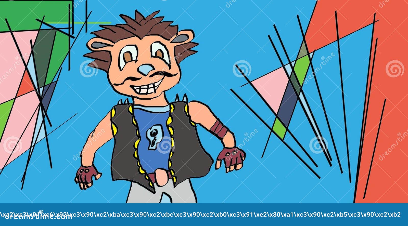 Cool Rocker Boy In A Biker Leather Jacket Vector Illustration ...