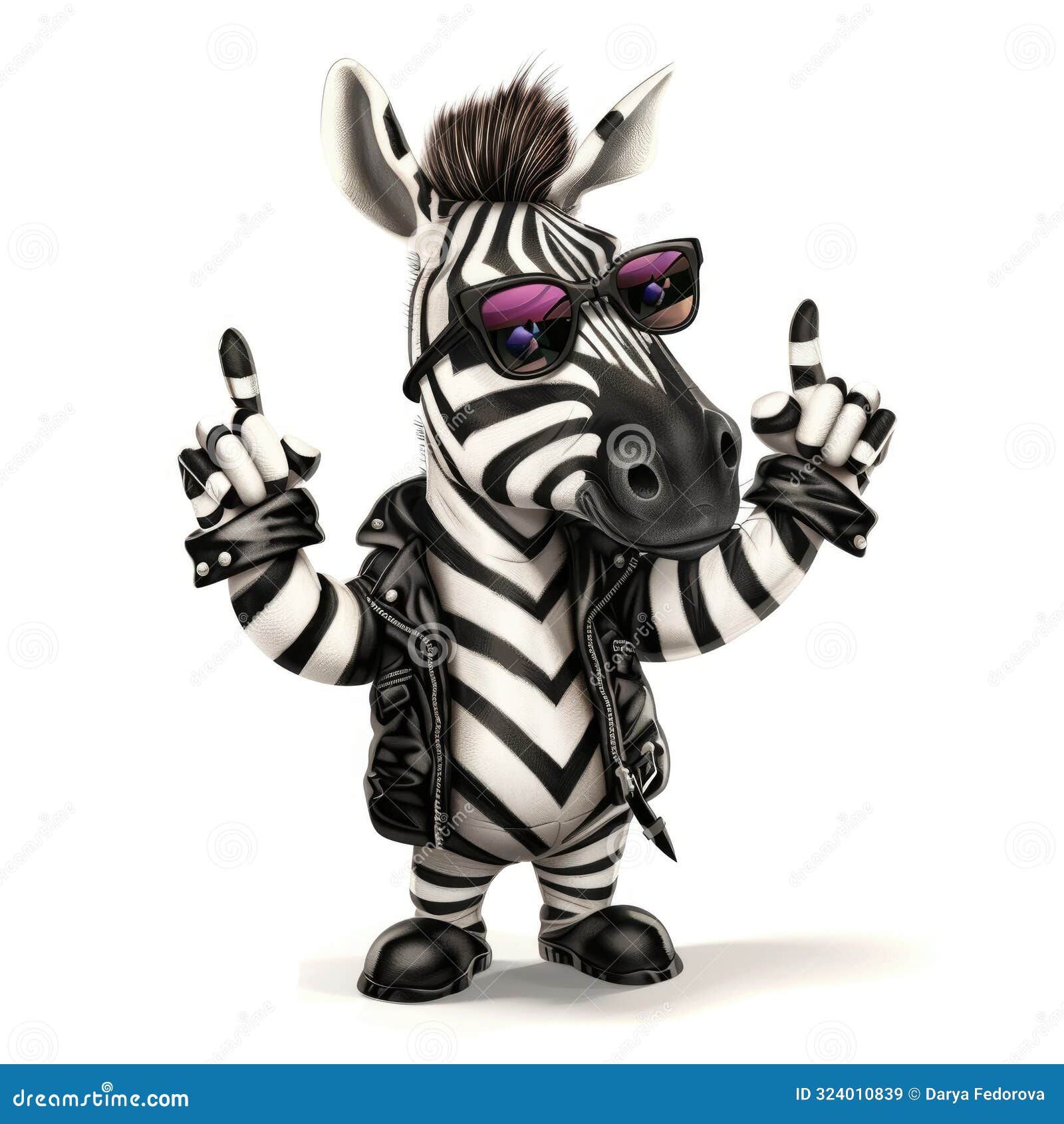 Cool Rocking Zebra with Guitar in Leather Jacket and Sunglasses Stock ...