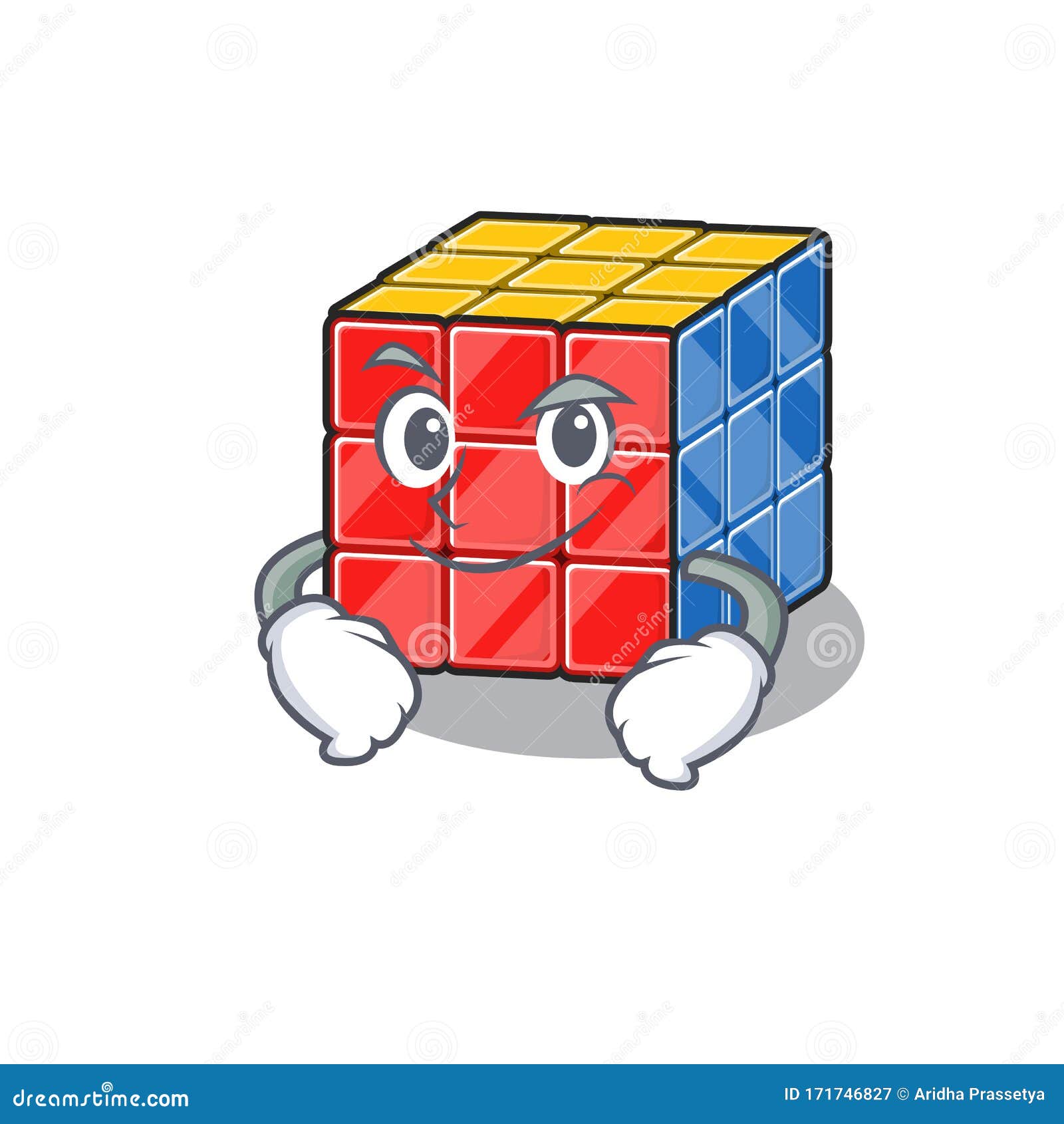 Cool Rubic Cube Mascot Character with Smirking Face Editorial ...