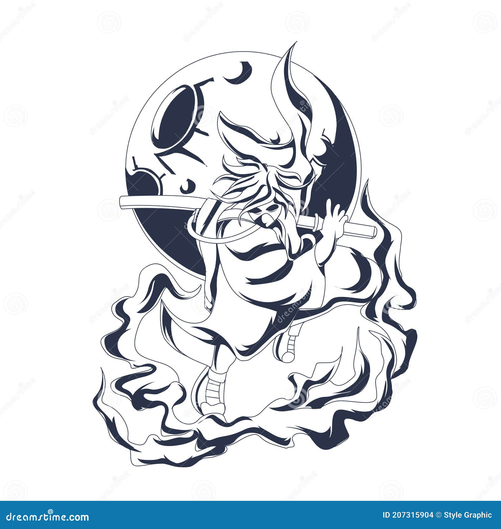 Cool Samurai Inking Illustration Stock Vector - Illustration of ...