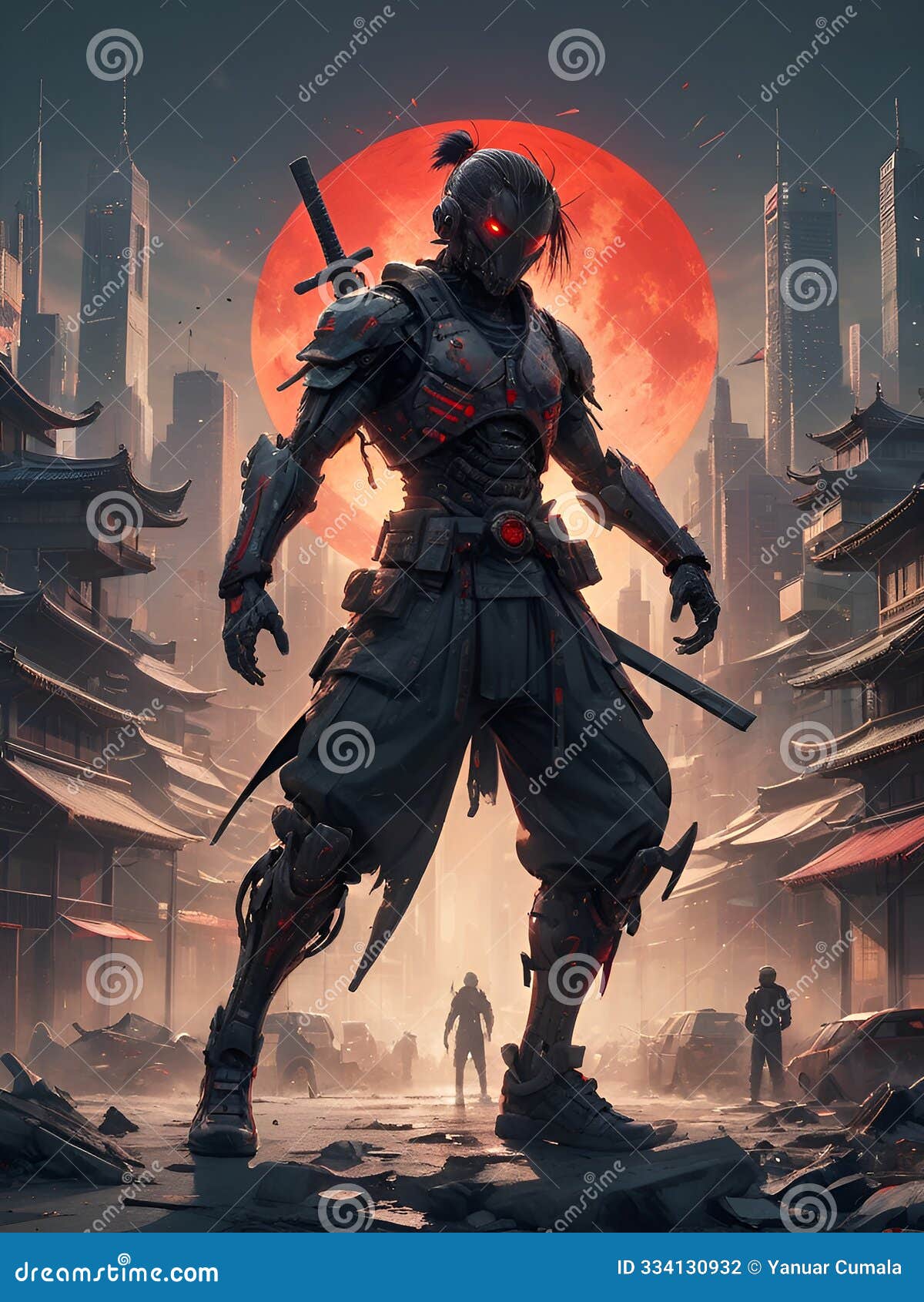 Cool Samurai Saber Tooth Tiger With Modern Background Stock Photography ...