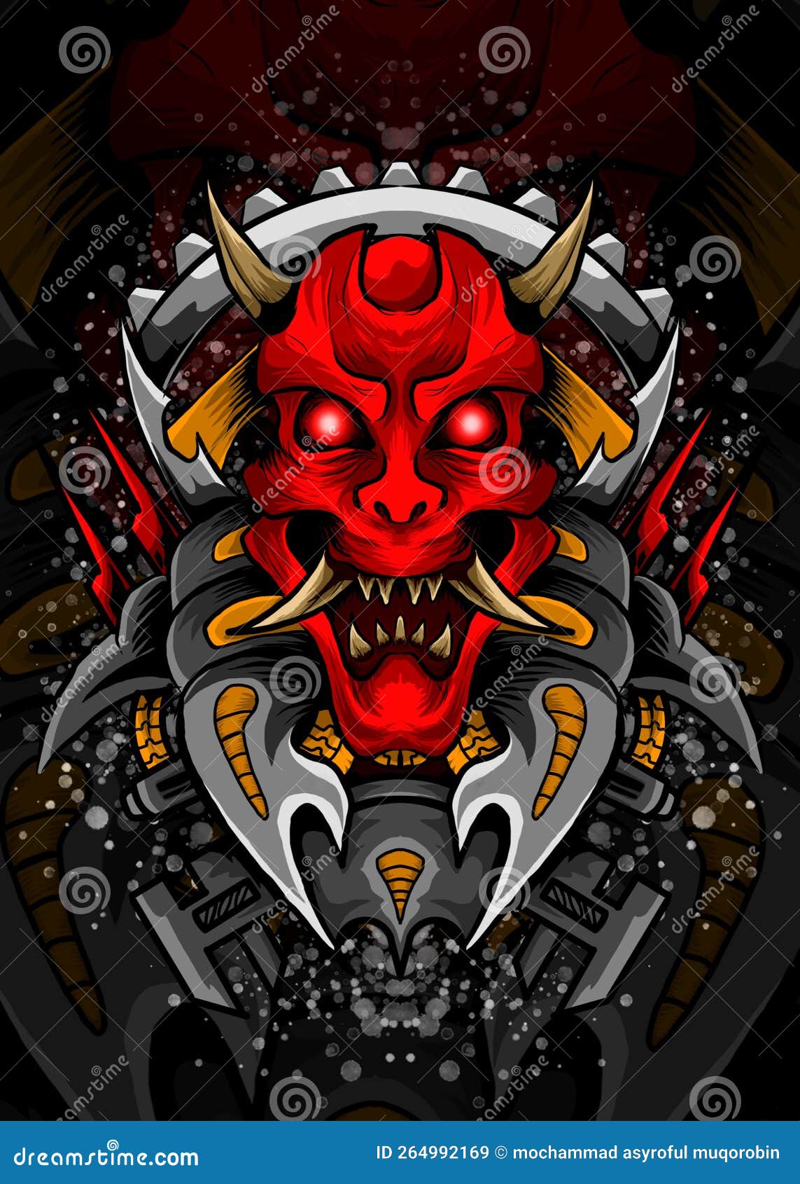 Cool and Scary Monster Face Illustration Design Stock Illustration ...