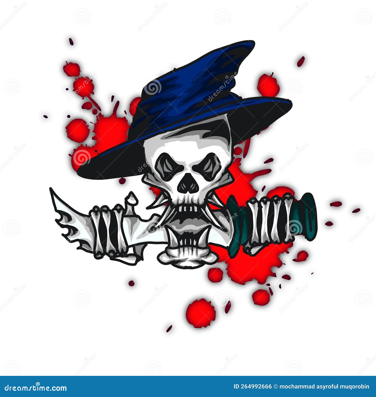 Cool and Scary Monster Face Illustration Design Stock Illustration ...