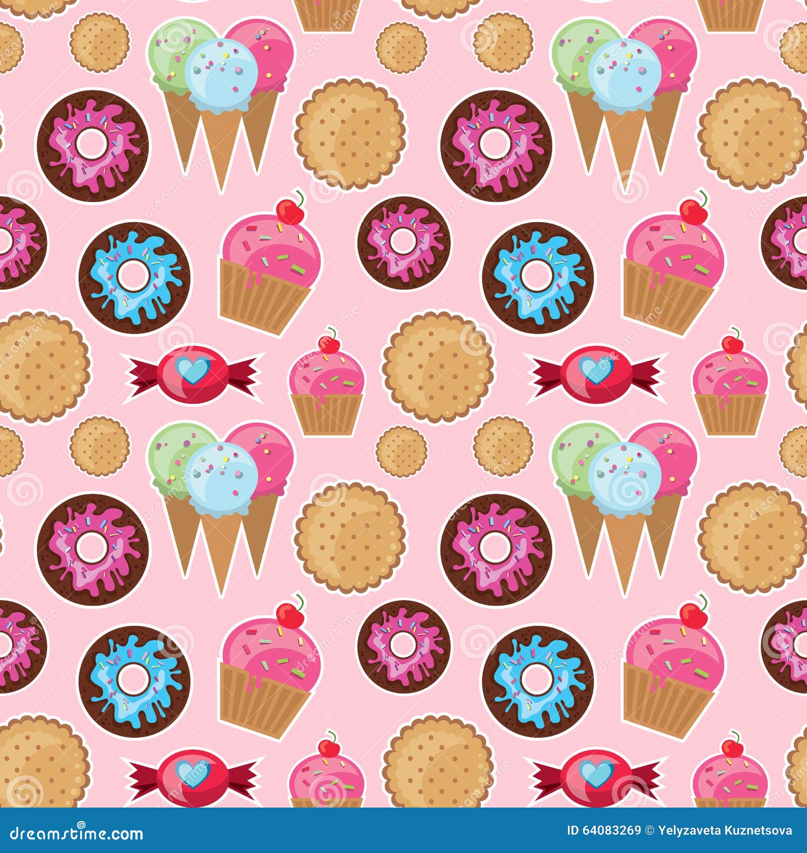Cool Seamless Pattern Sweets. Stock Vector - Illustration of holiday ...