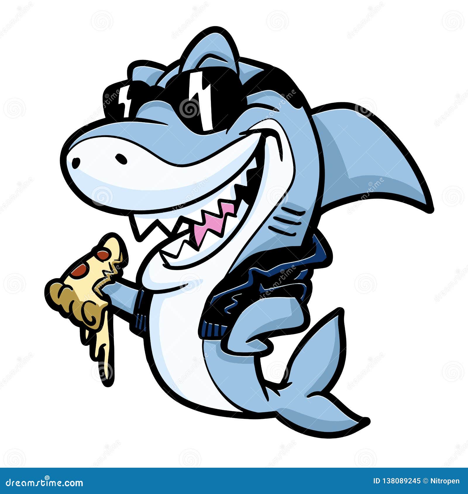 Shark And Man Eating Fast Food Sandwiches. Hunger And Street Food ...