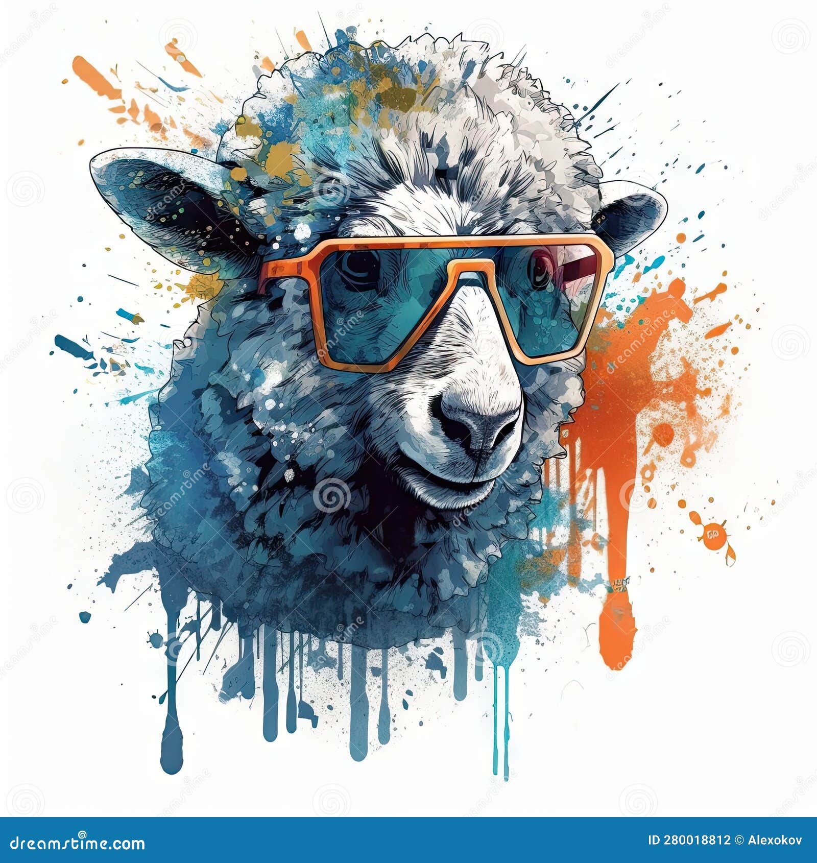 Cool Sheep With Sunglasses In Expressive Pose For Posters And Web ...