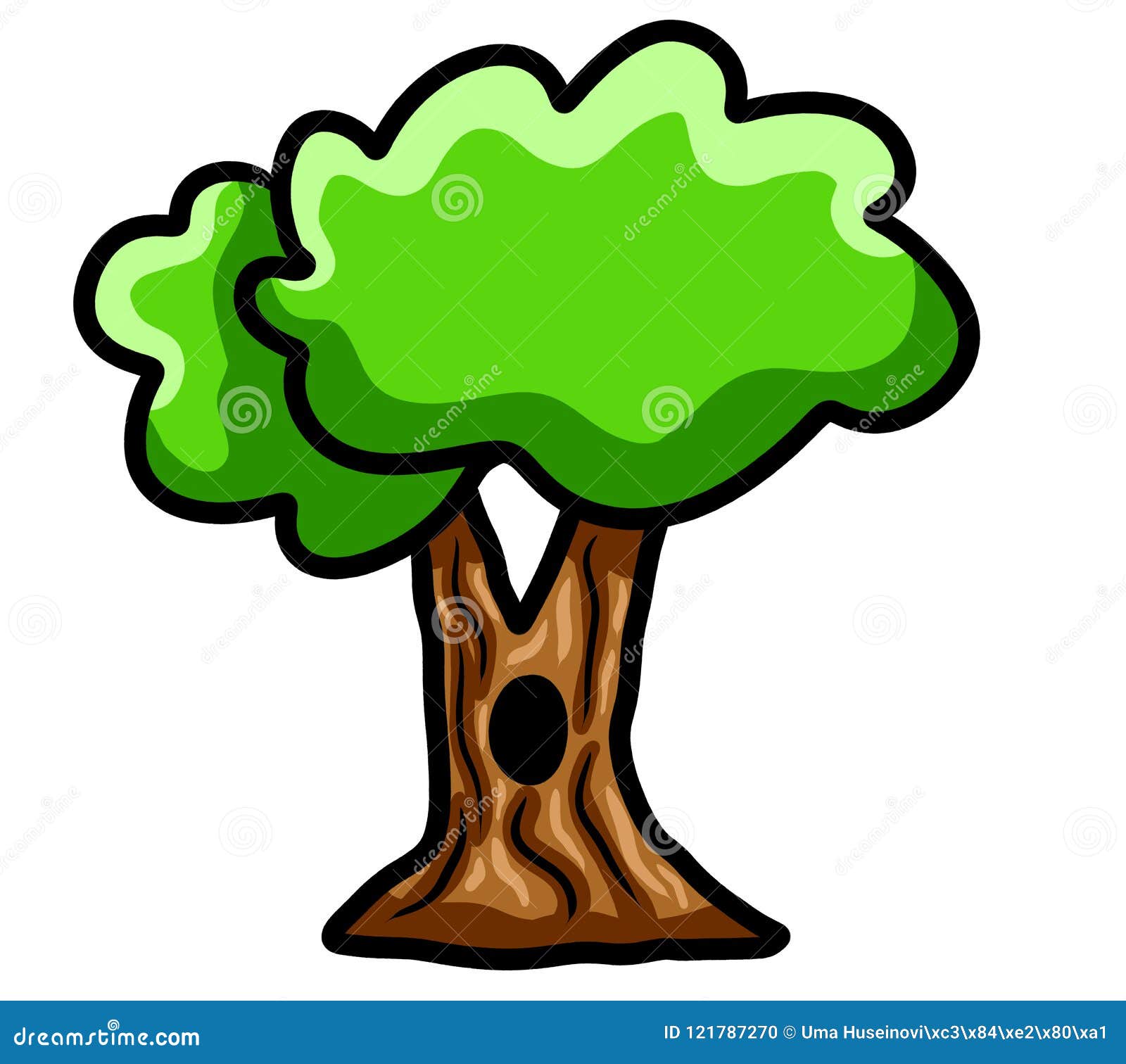 Cool Shiny Green Cartoon Tree Stock Illustration - Illustration of ...
