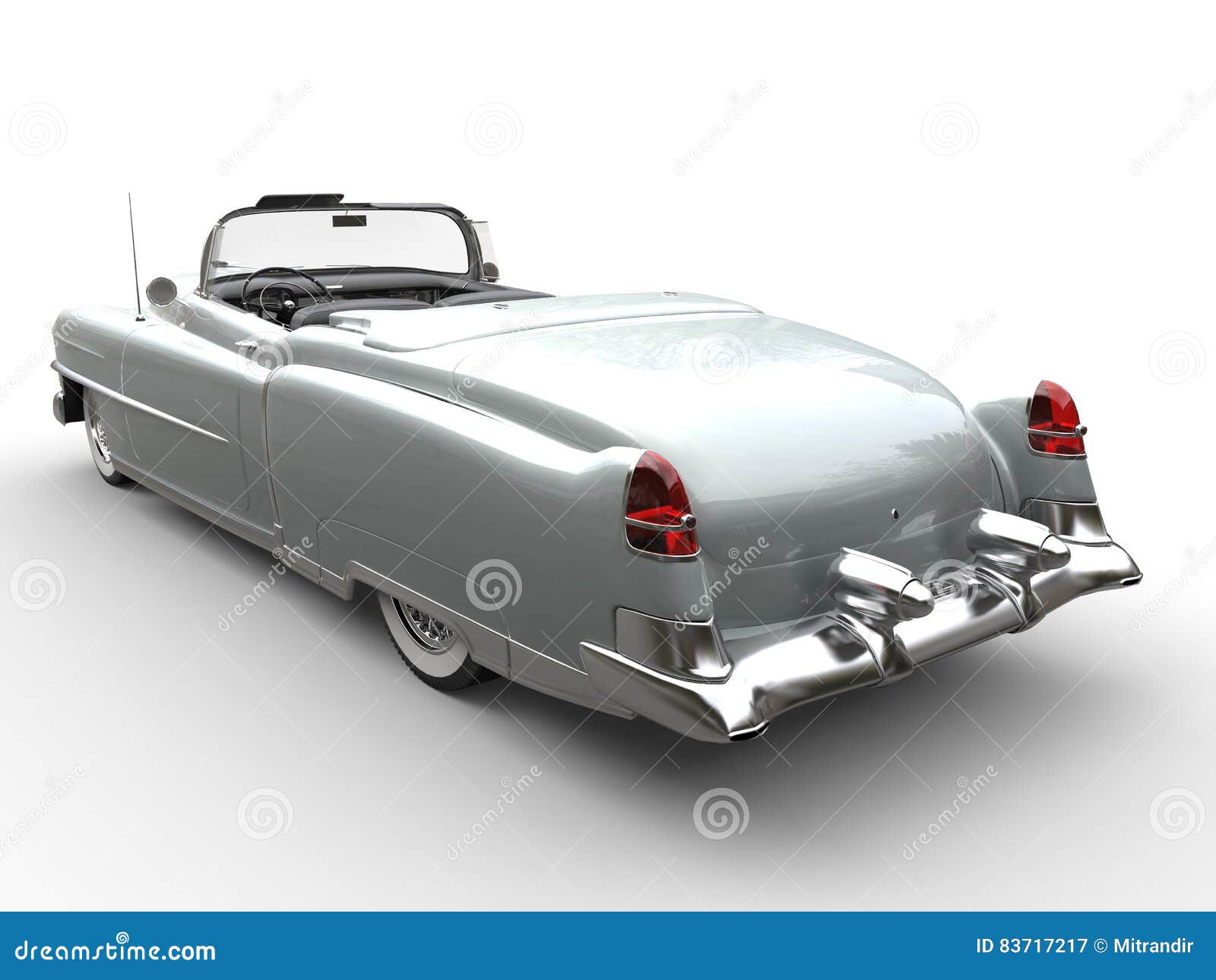 Cool Silver Oldtimer Car - Rear View Stock Illustration - Illustration ...
