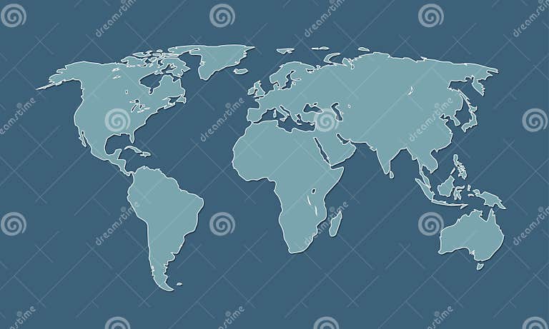 A Cool and Simple Blue World Map of Different Countries and Continents ...