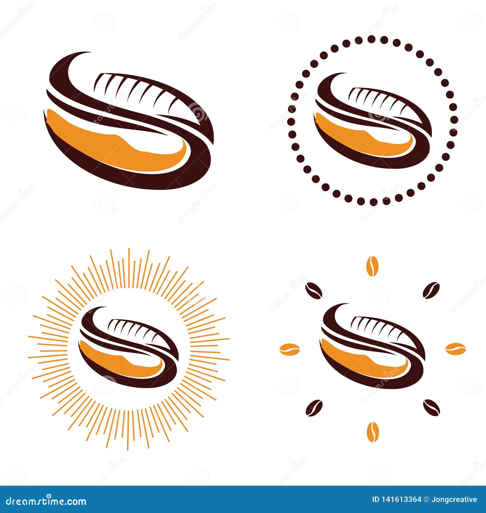 Cool Simple Coffee Bean Abstract Logo Set Isolated Stock Vector ...