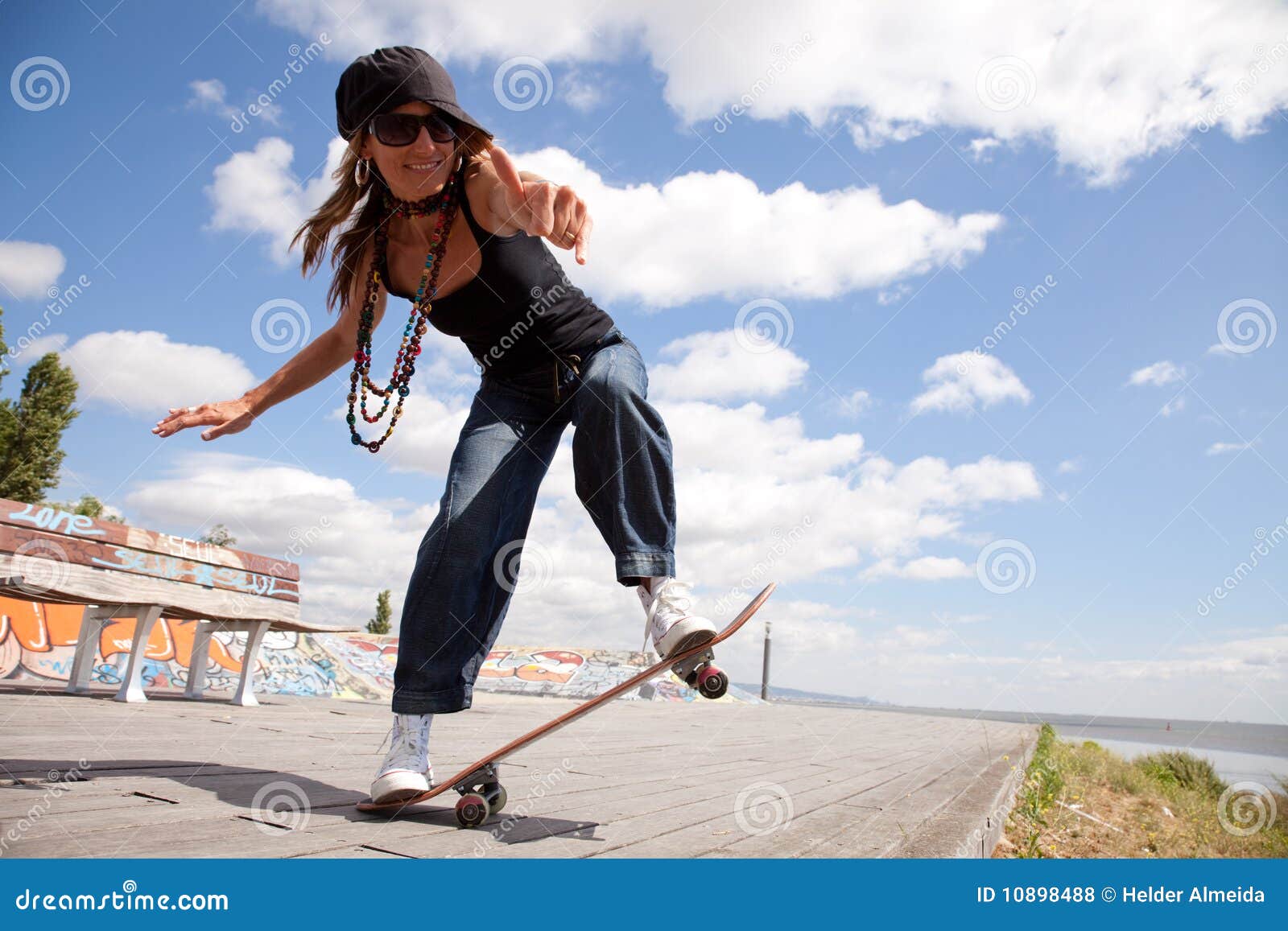Cool skateboard woman stock photo. Image of activity - 10898488