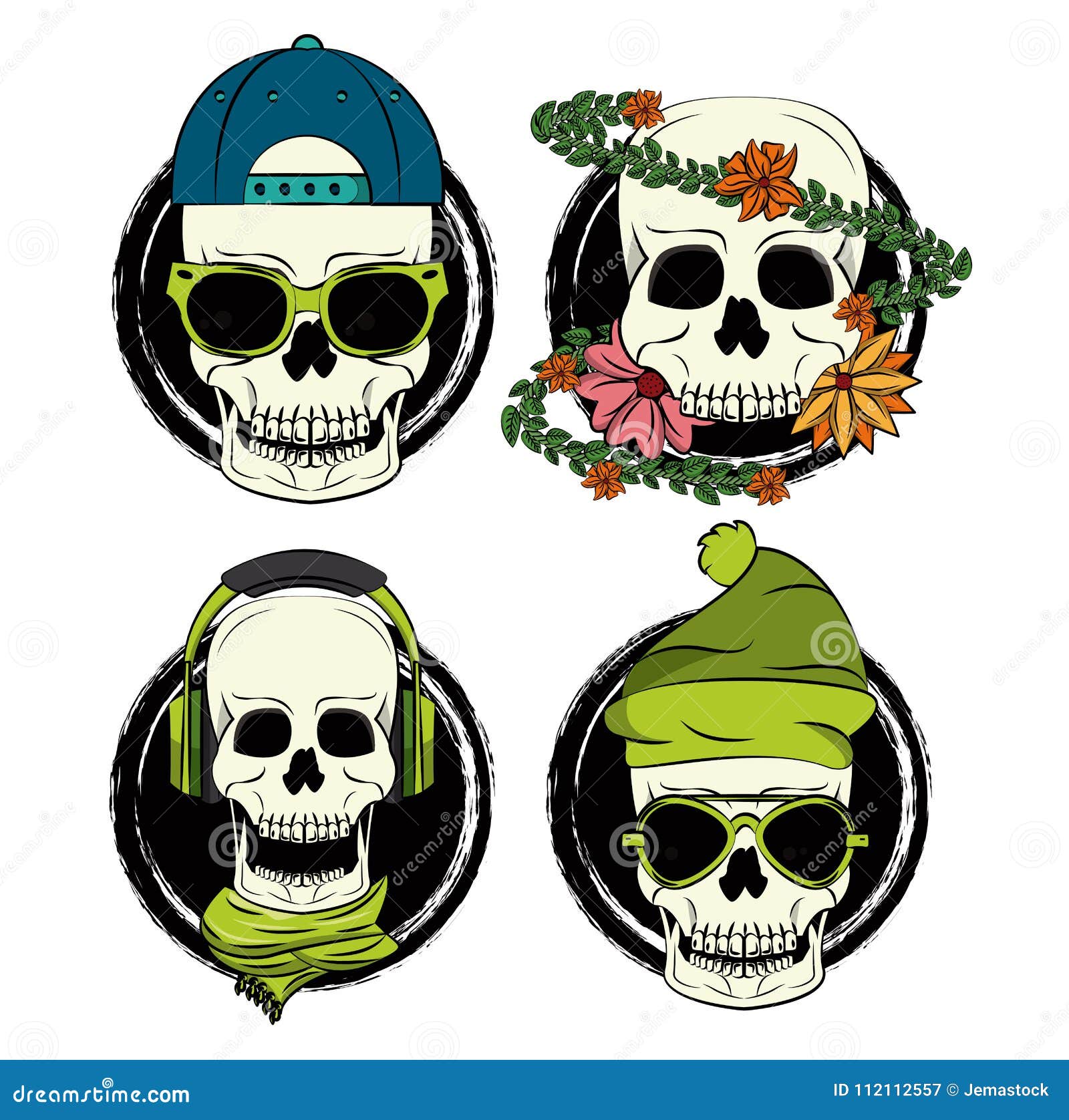 Cool Skulls SVG Vector Illustration Stock Photo | CartoonDealer.com ...