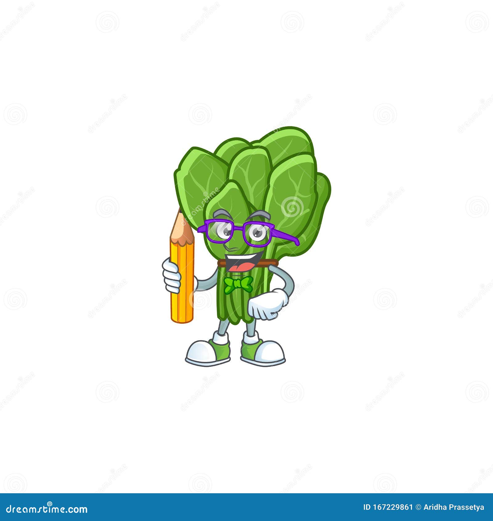 Cool Smart Student Spinach Mascot with a Pencil Stock Vector ...