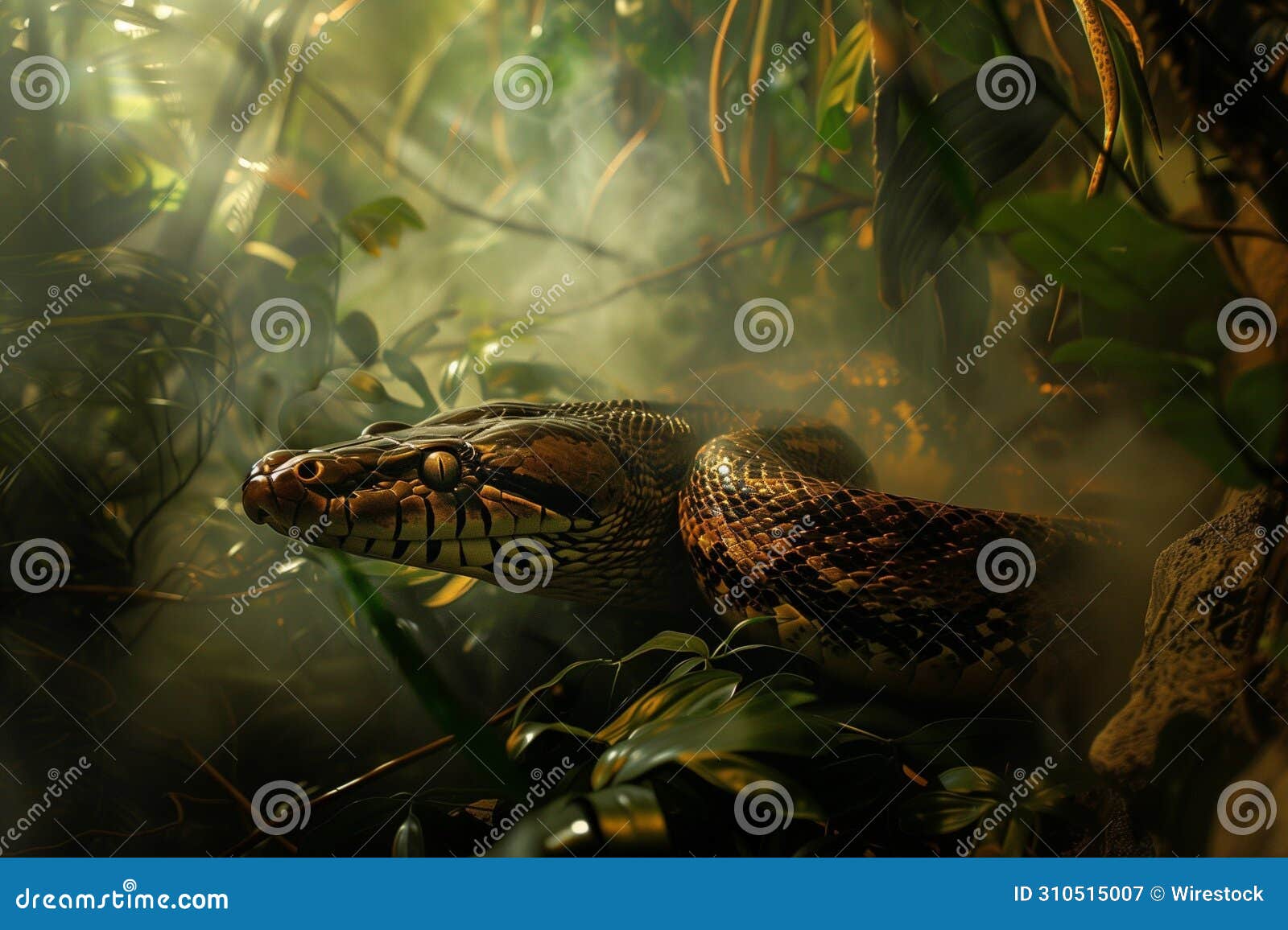 Cool Snake in the Woods, Glancing Around, AI-generated. Stock Image ...