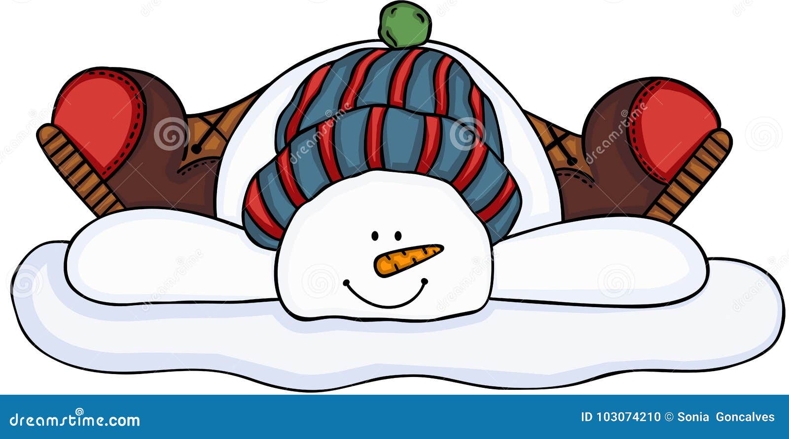 Cool Snowman Laying Down in the Snow Stock Vector - Illustration of ...