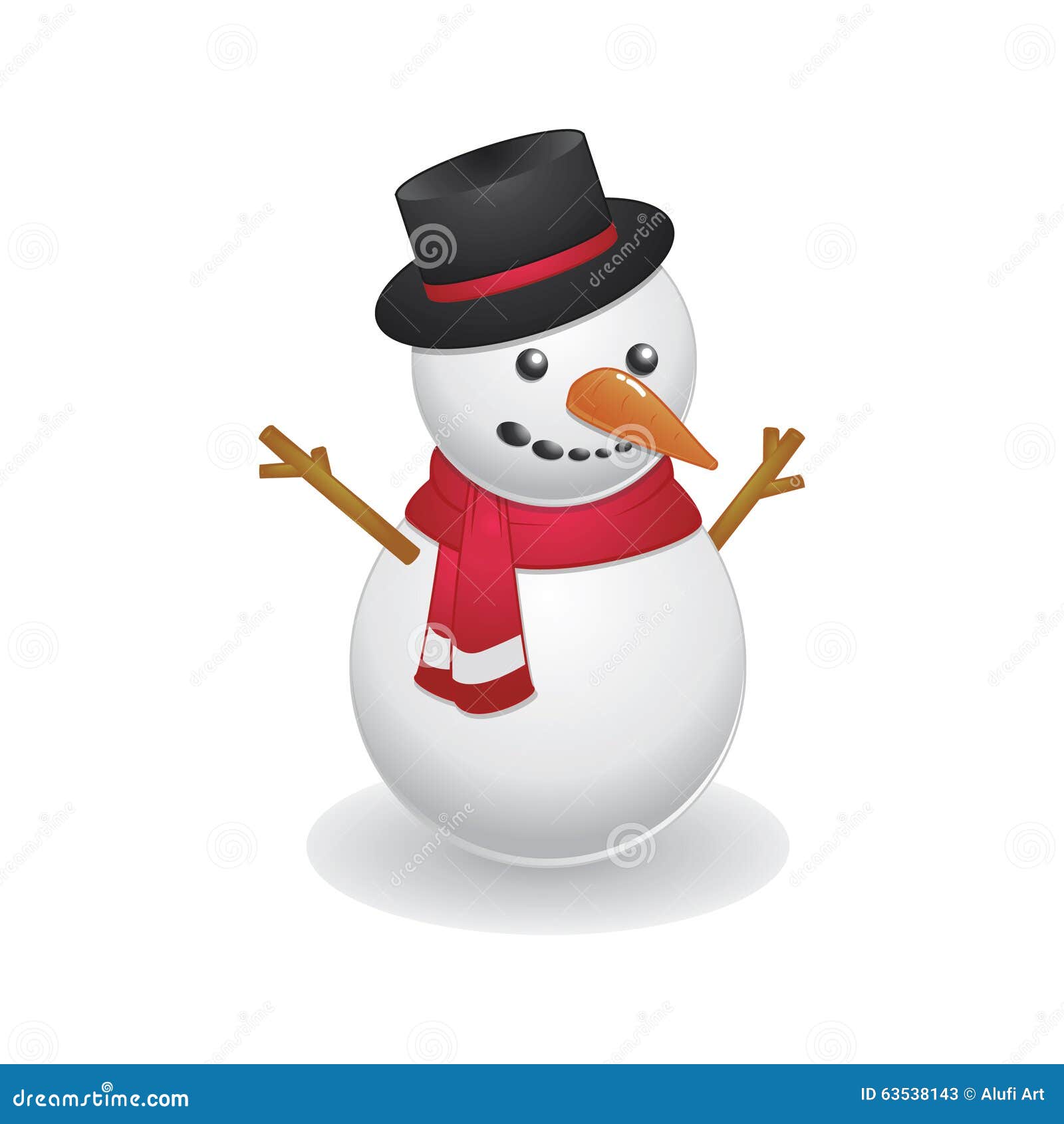 Cool Snowman Wearing Black Hat Stock Illustration - Illustration of ...