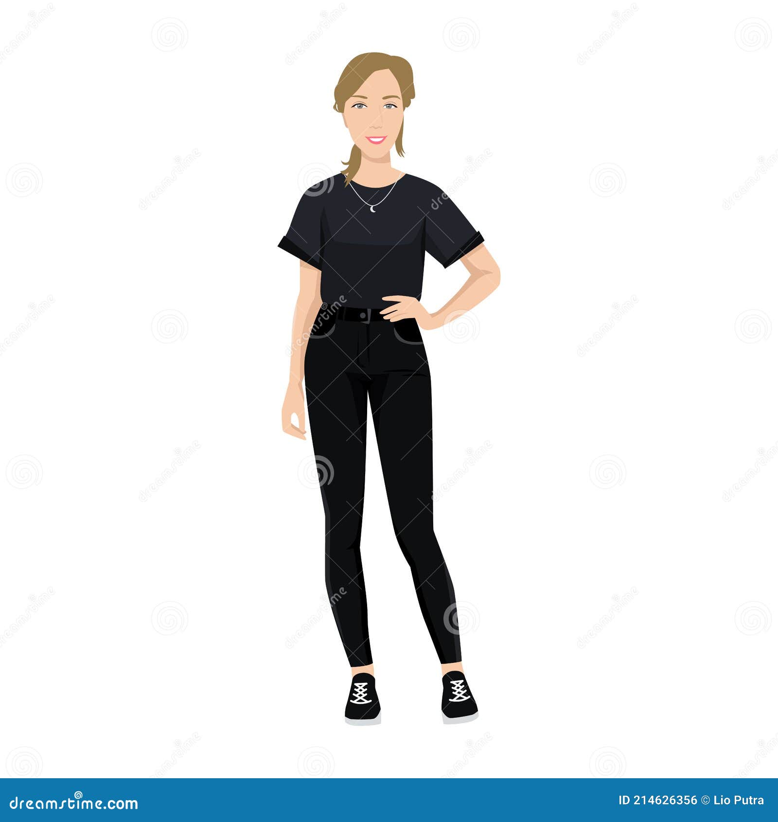 Cool Standing Woman Pose with Hand on Hip Stock Vector - Illustration ...