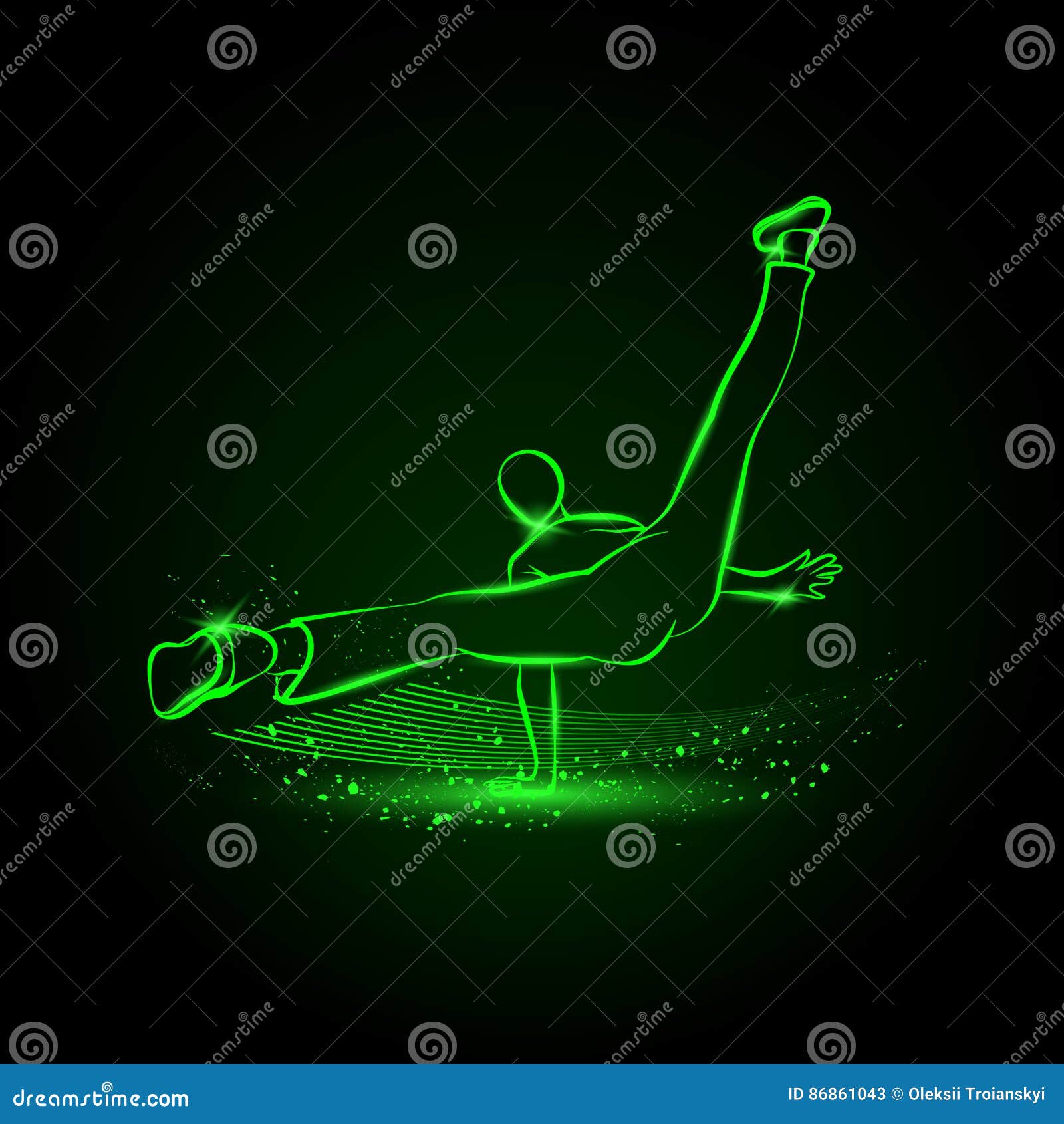 Cool Street Dancer. Break Dance Neon Illustration. Stock Vector ...