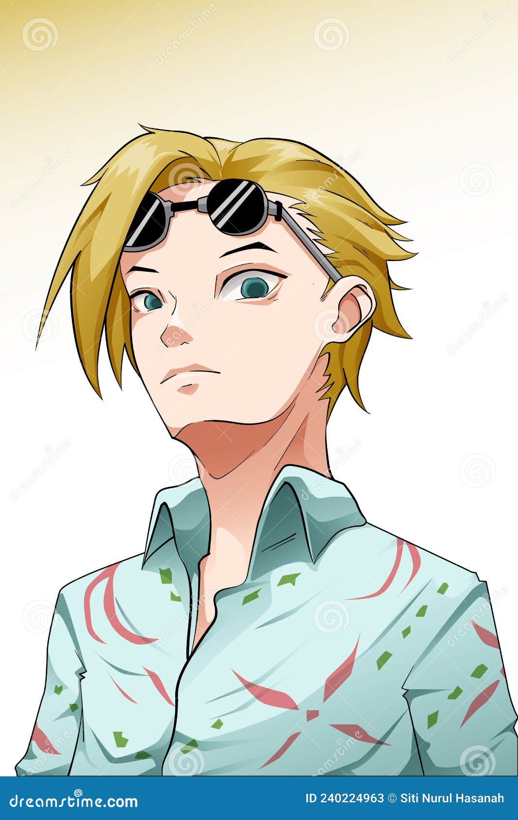 Cool Summer Yellow Hair Man Character Design Stock Vector ...