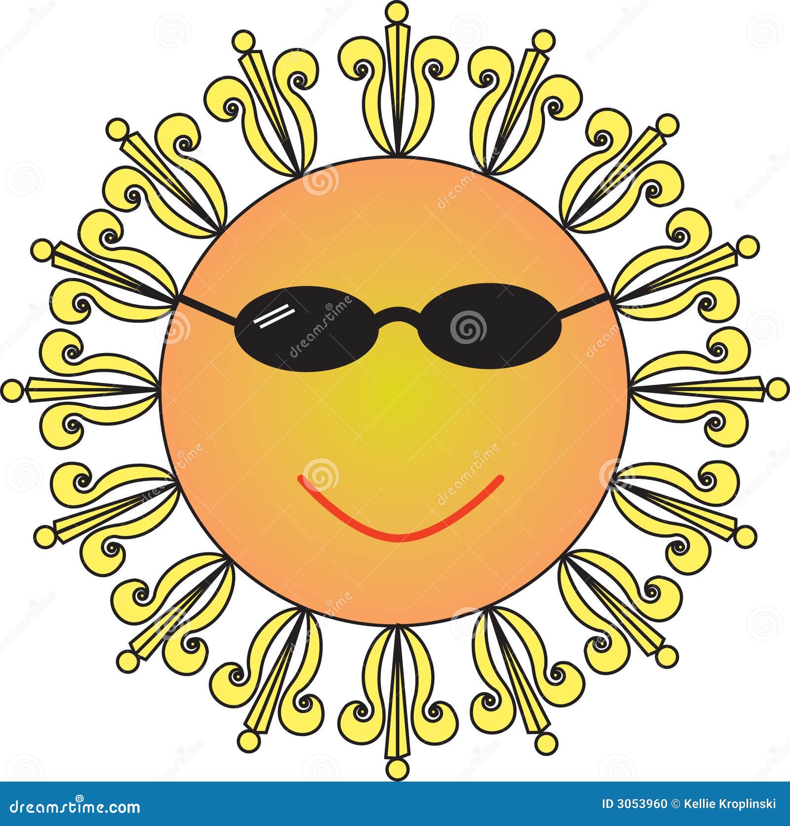 Cool Sun stock vector. Illustration of drawing, vector - 3053960