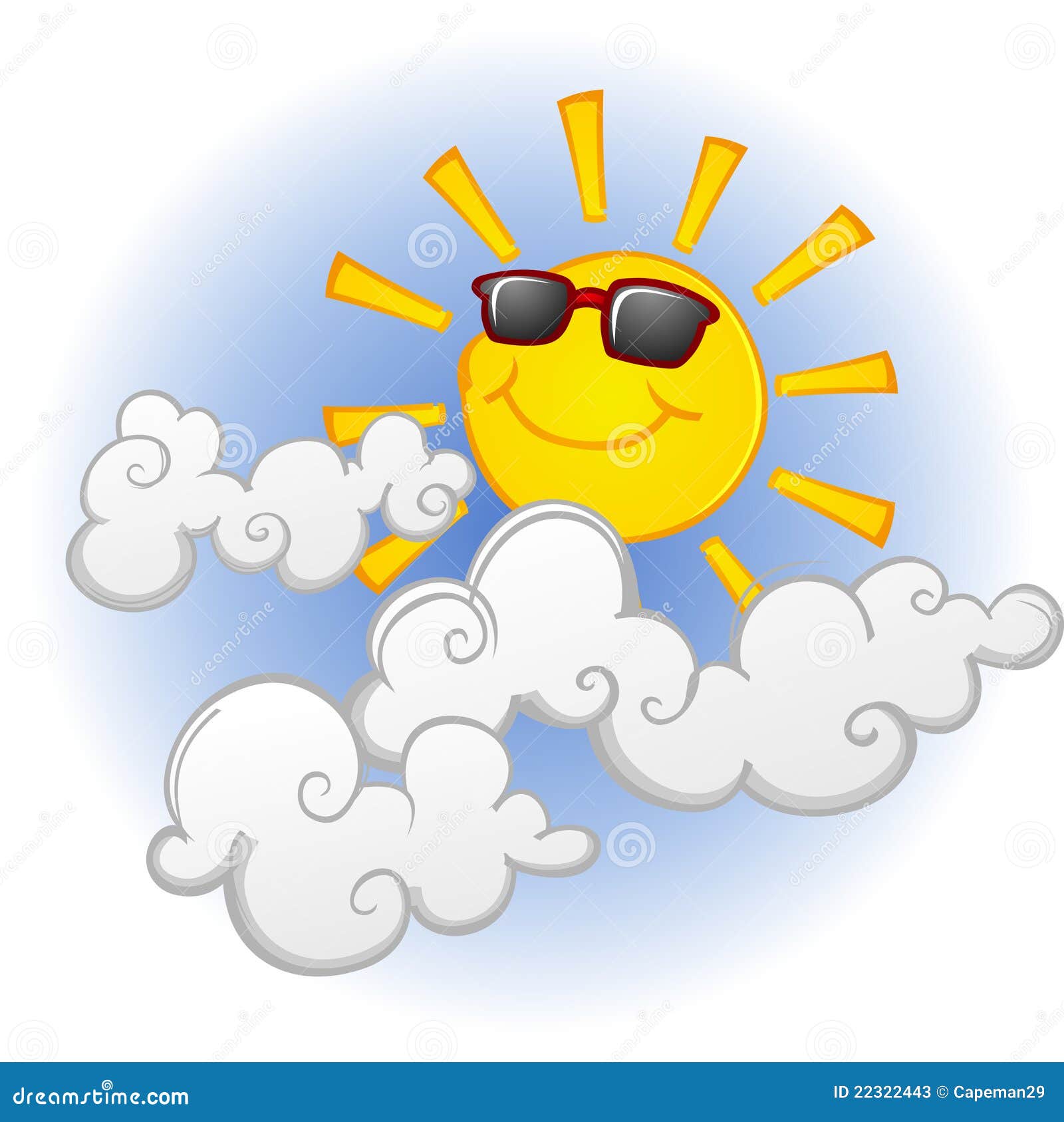 Cool Sun in the Clouds stock vector. Illustration of yellow - 22322443
