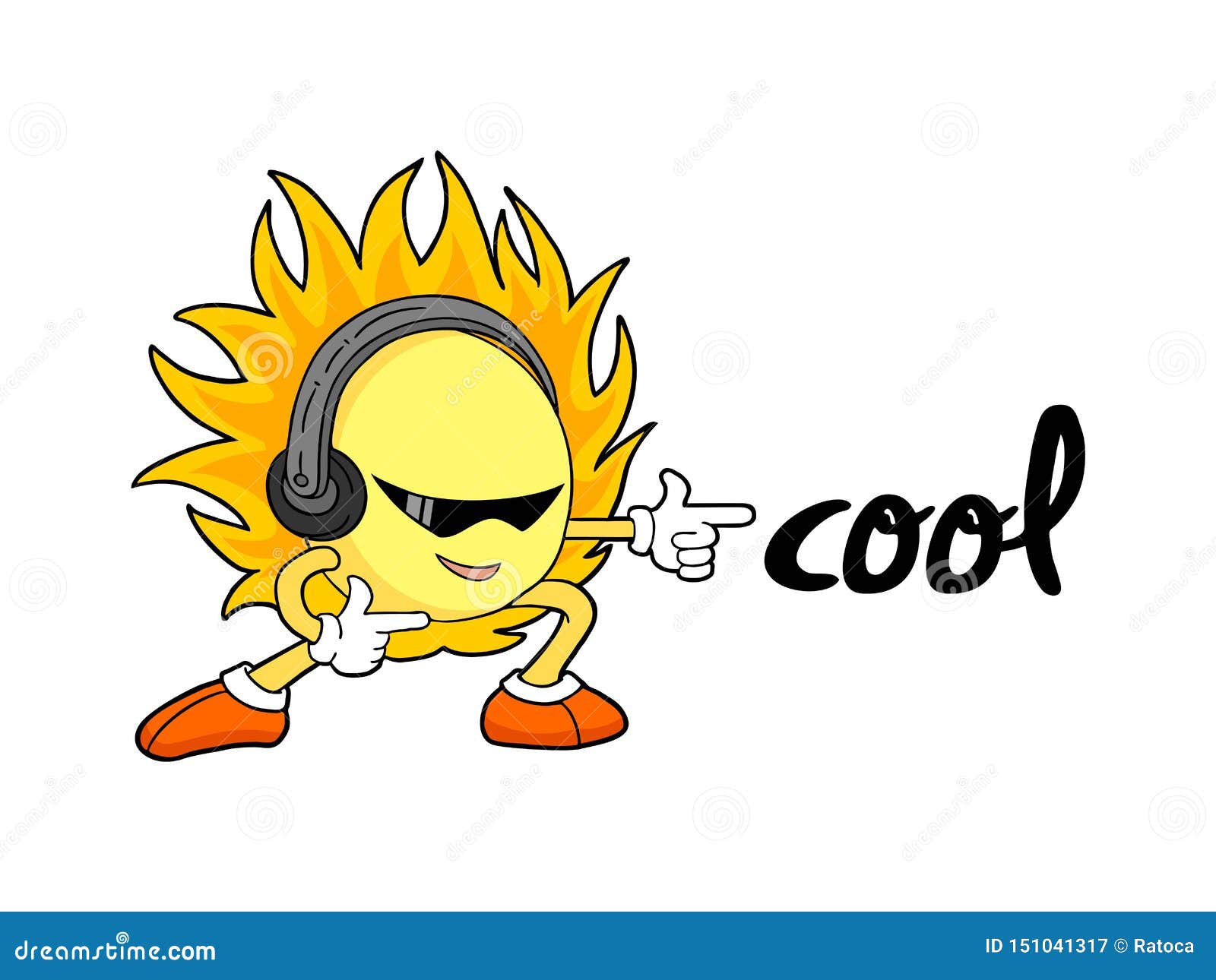 Cool sun with headphones stock vector. Illustration of sign - 151041317