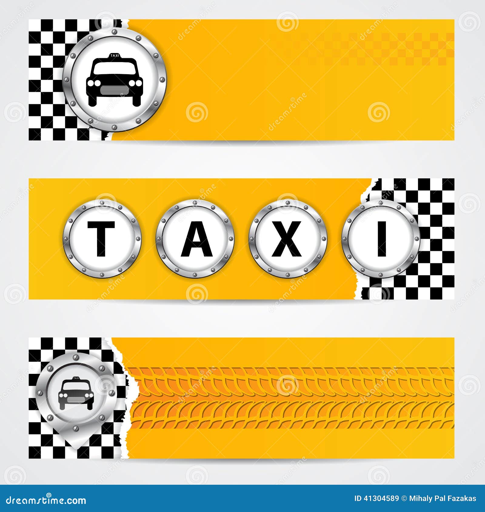 Cool Taxi Company Banner Set with Metallic Elements Stock Vector ...