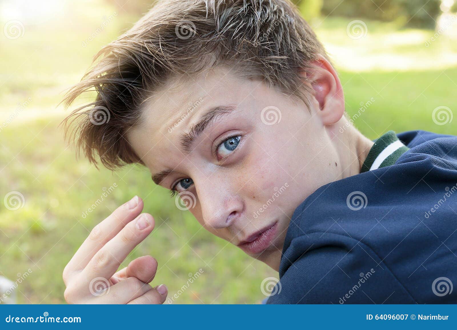 Cool Teenage Boy Making Gestures Stock Image - Image of outdoor ...