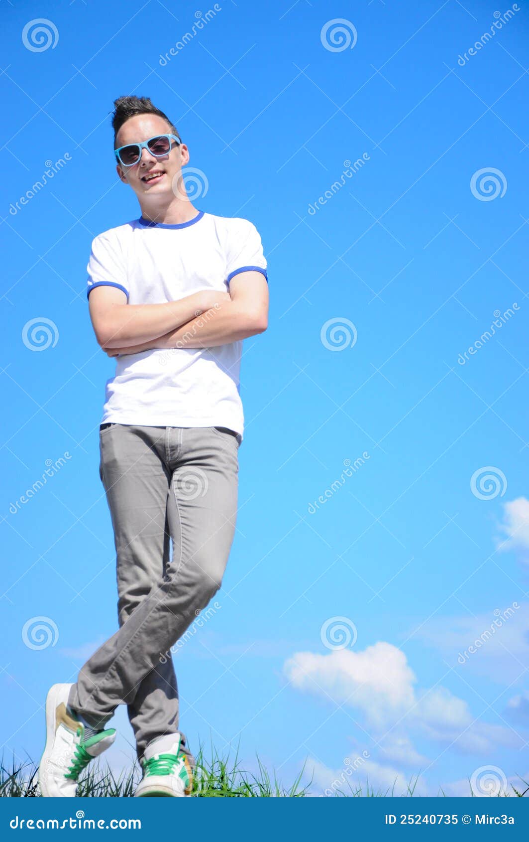 Cool teenager stock image. Image of glasses, happy, blue - 25240735