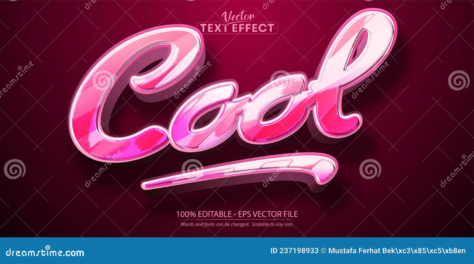 Cool Text Effect, Editable Pink Cartoon Text Style Stock Vector ...