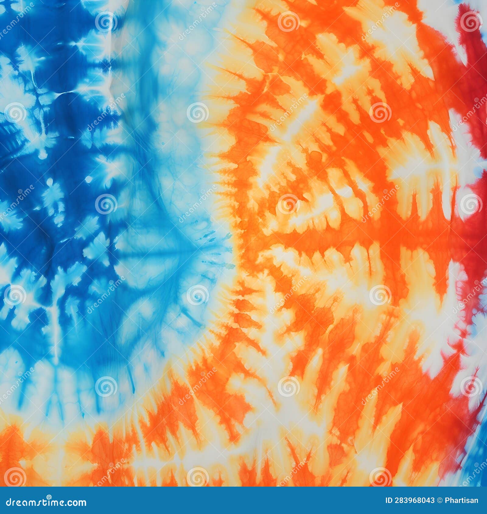 Tie Dye Pattern Design in Orange in Blue Stock Illustration ...
