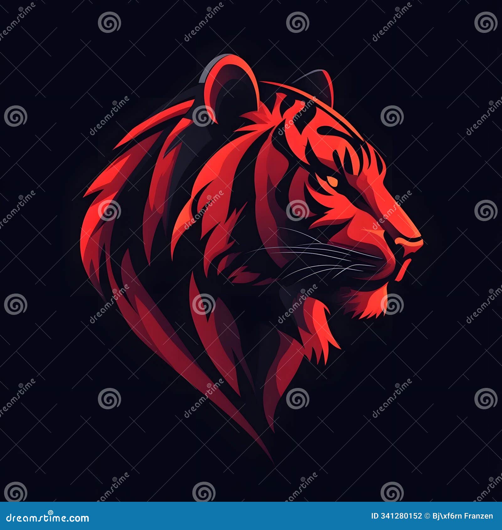 Red Tiger Head Face Icon Logo Symbol Stock Illustration - Illustration ...