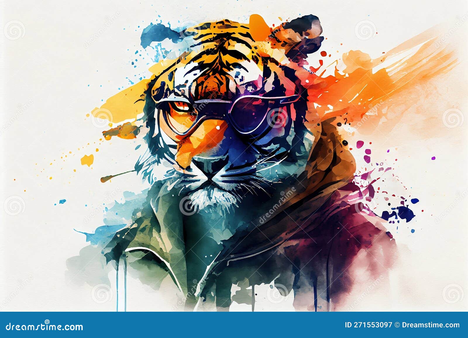 Cool Tiger in Sunglasses - Illustration with Graphic Design Elements ...