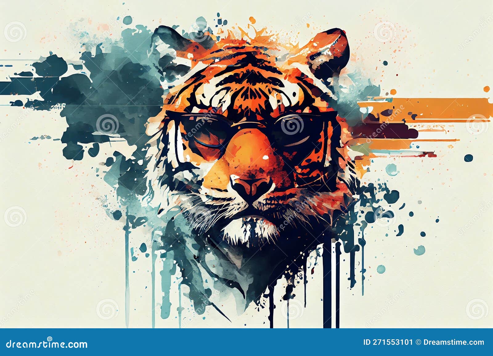 Cool Tiger in Sunglasses - Illustration with Graphic Design Elements ...