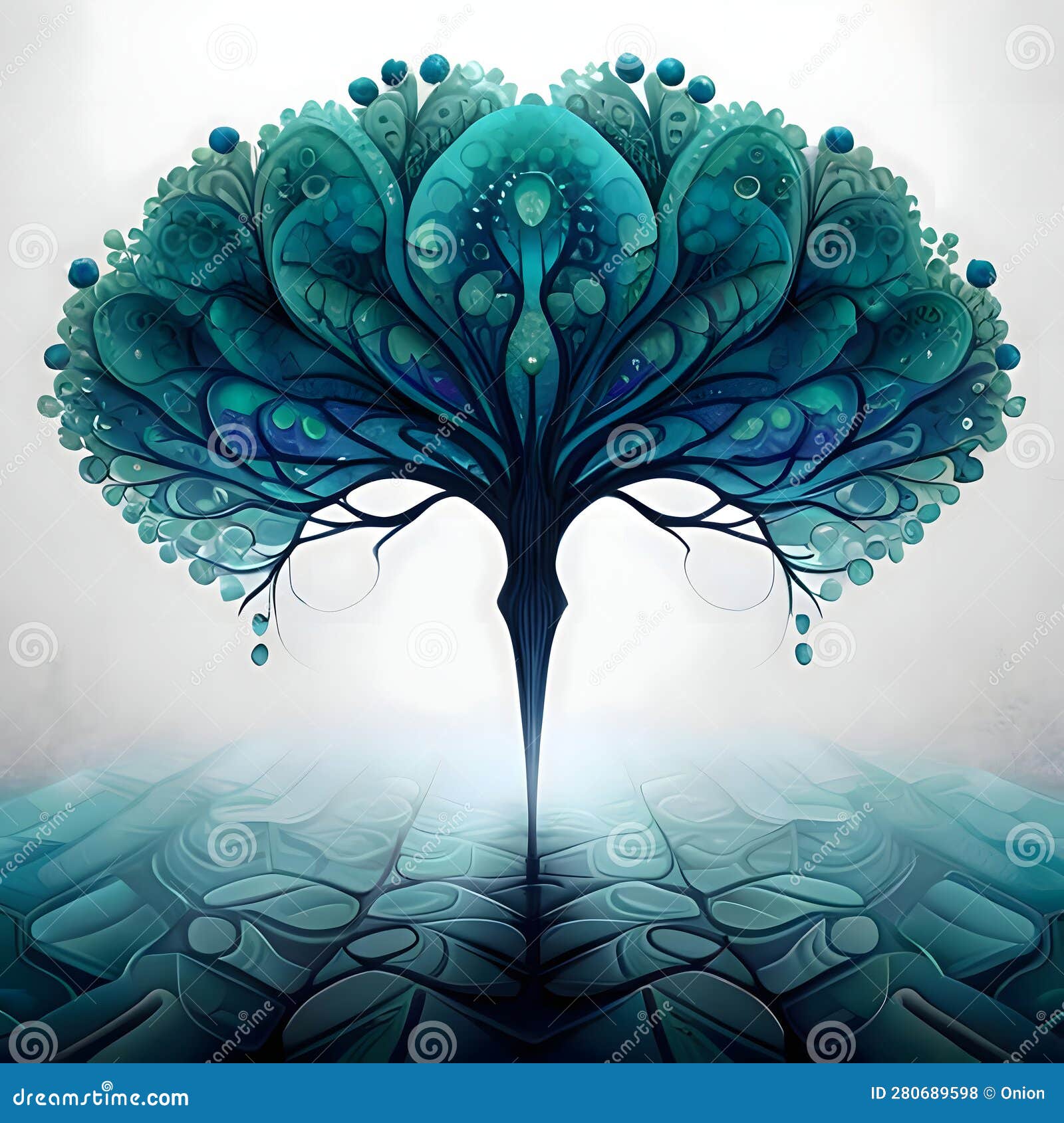 An Unusual Tree With Multi-colored Leaves Is Painted With The Effect Of ...