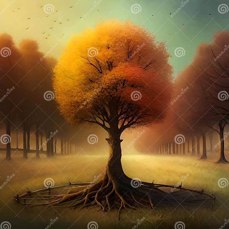 Cool and Unusual Tree - Ai Generated Image Stock Illustration ...