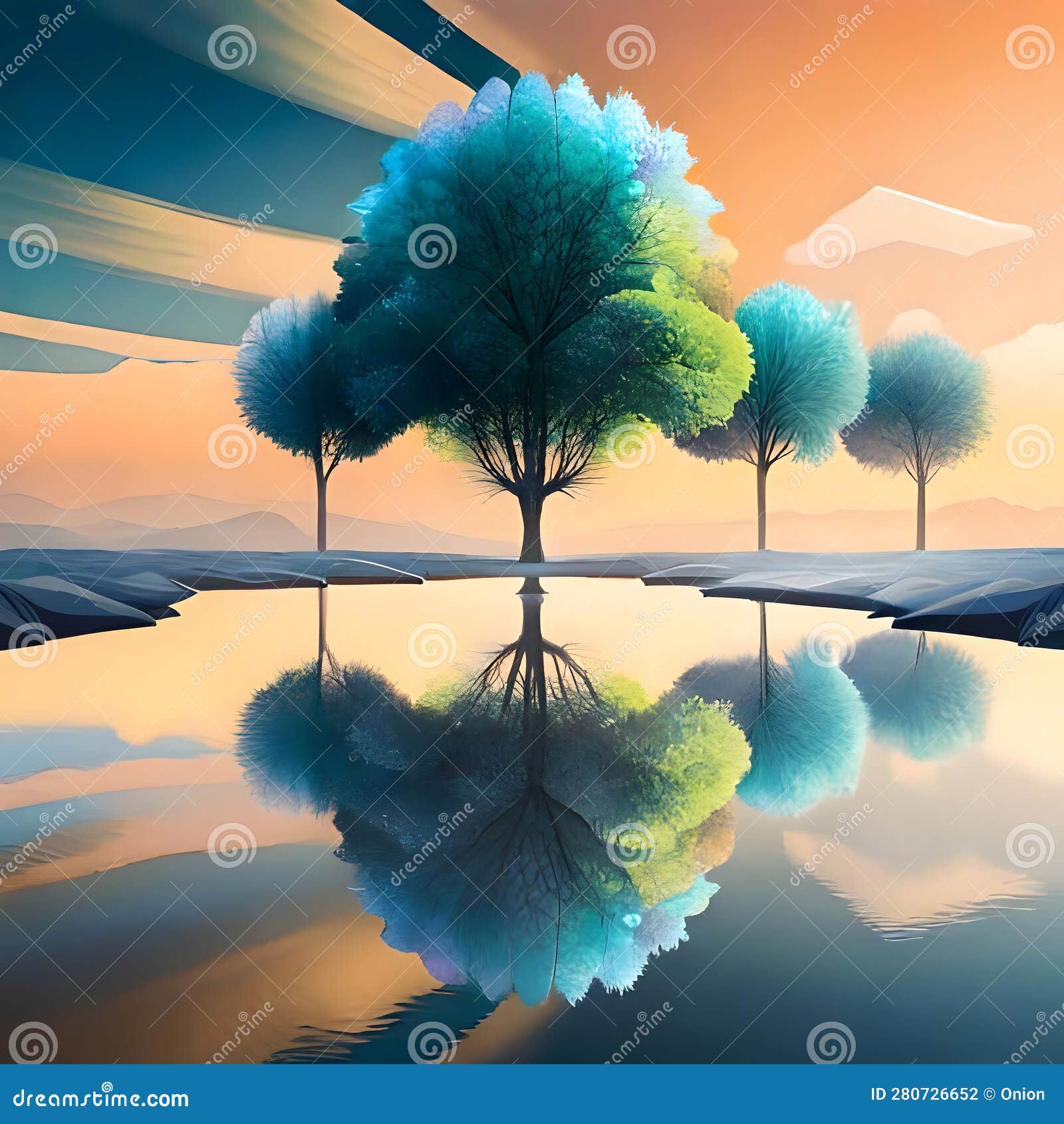 Cool and Unusual Tree - Ai Generated Image Stock Illustration ...