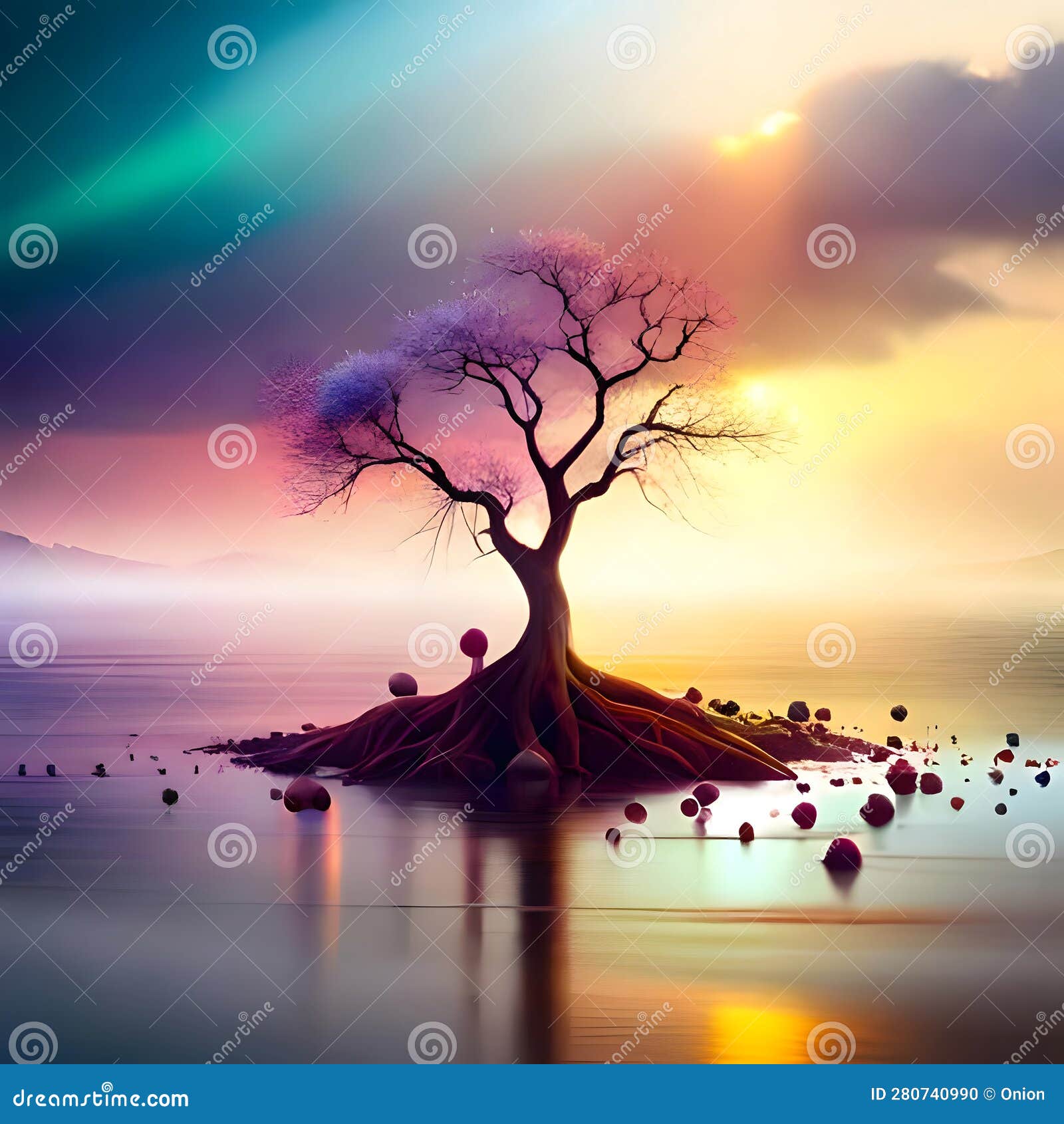 Cool and Unusual Tree - Ai Generated Image Stock Illustration ...