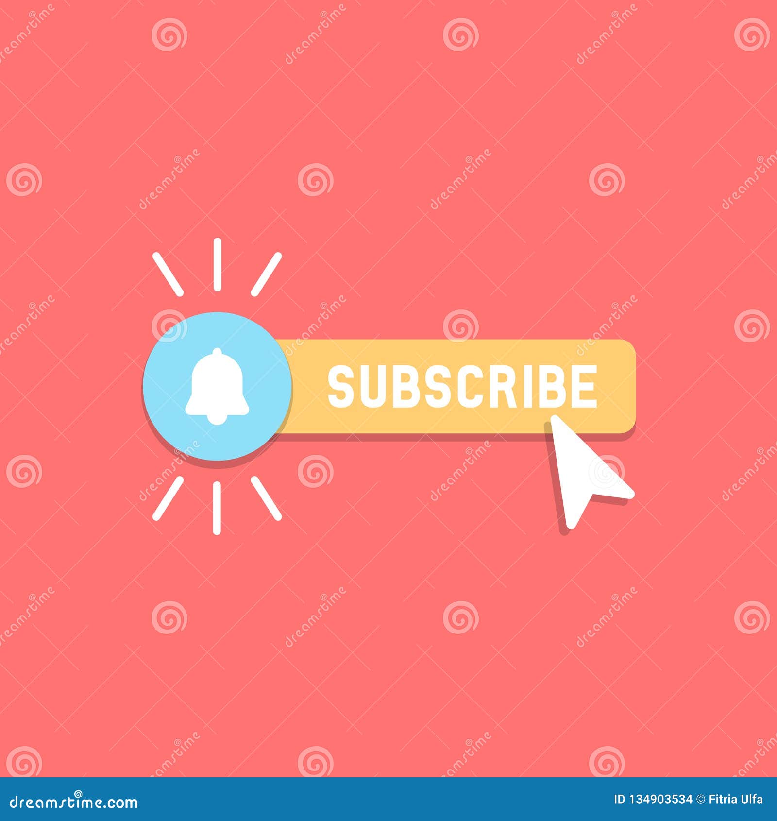 Cool Vector Subscribe Button with Cursor and Notification in Flat ...