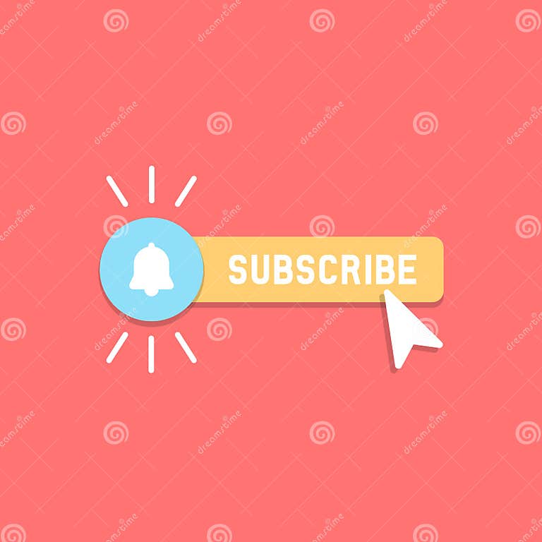 Cool Vector Subscribe Button with Cursor and Notification in Flat ...