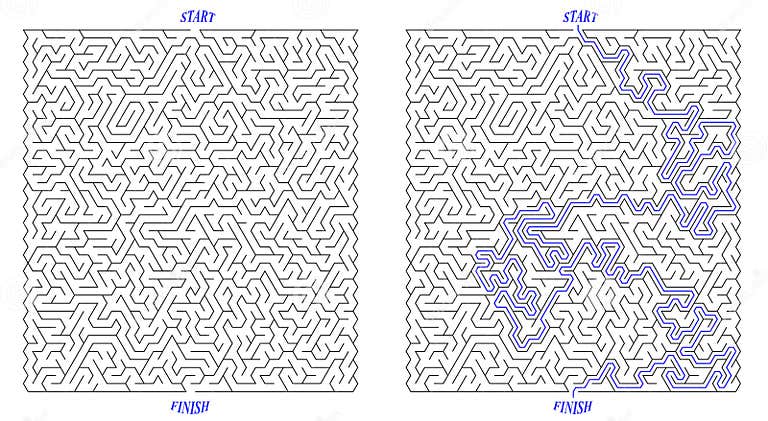 Cool Vertical Rectangular Labyrinth with Triangular Cell. Huge Labyrinth of High Complexity with ...