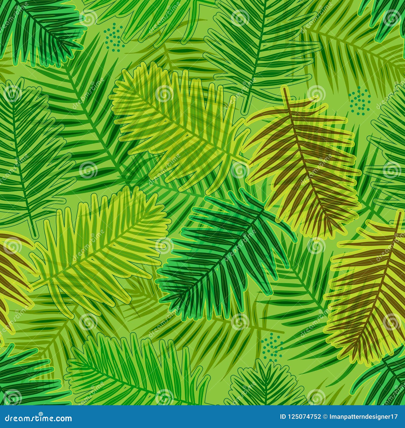 Leaves in the Jungle Seamless Pattern Stock Vector - Illustration of ...