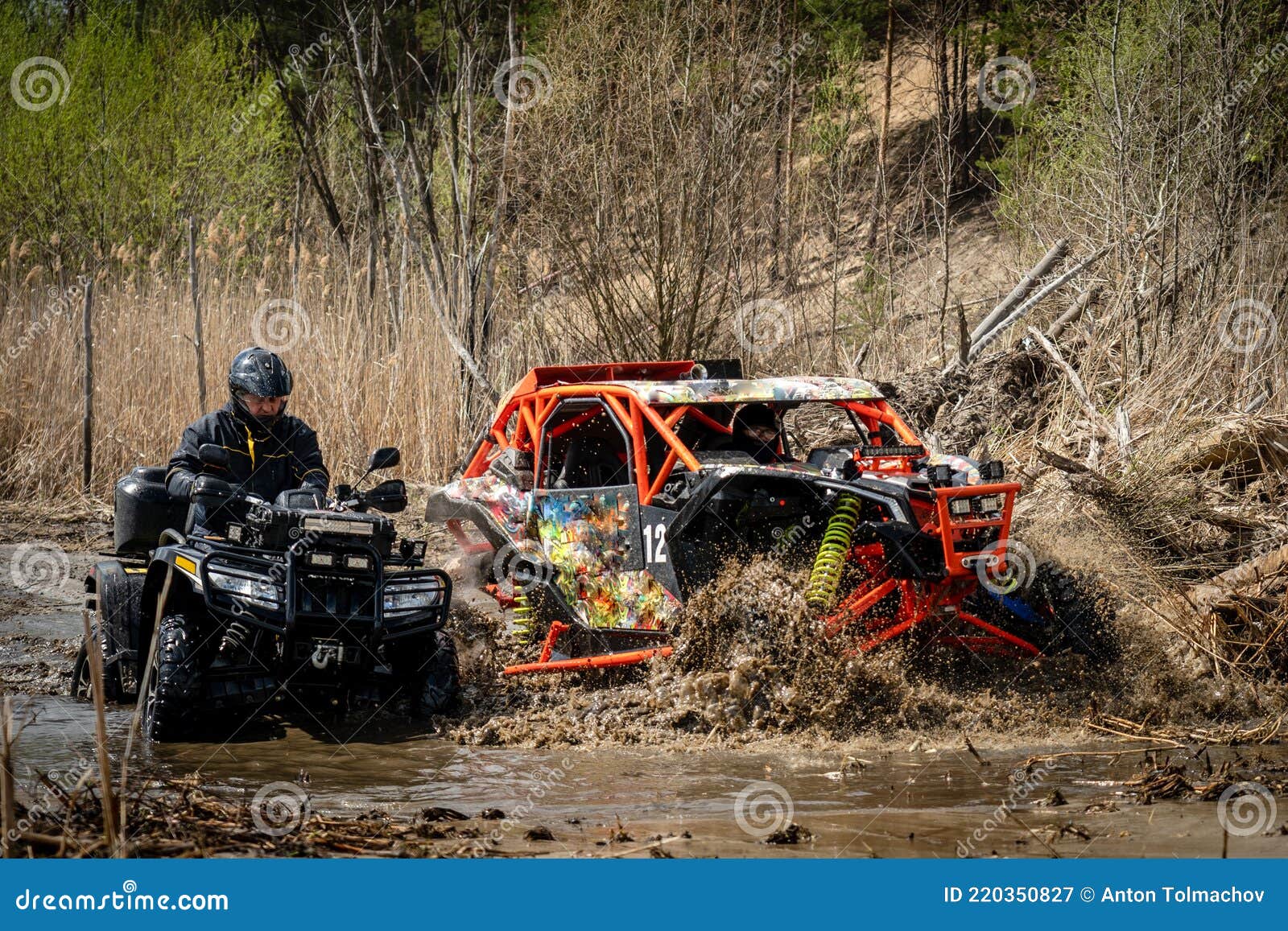 Cool View on Two Quad Rides Fast on Dirt, Quad Racing, ATV 4x4 Stock ...