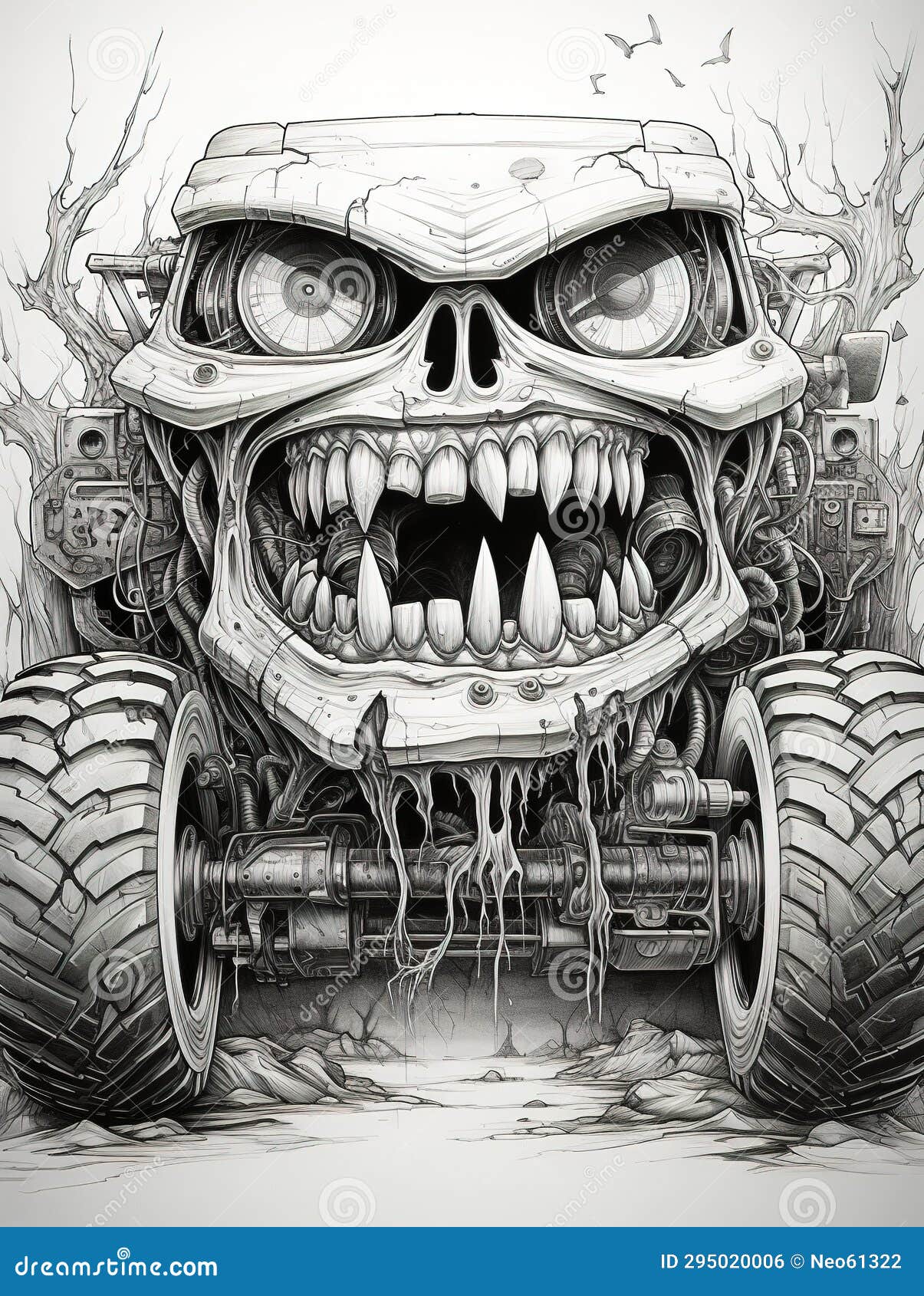 A Car in the Style of Gritty Horror Comics Generative AI Stock ...