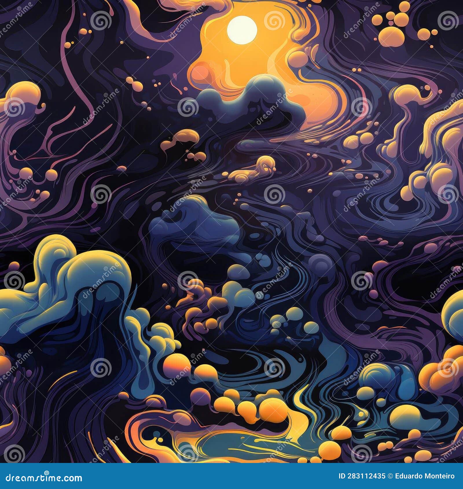 Cool Watercolor Illustration with a Starry Sky and Dark, Foreboding ...