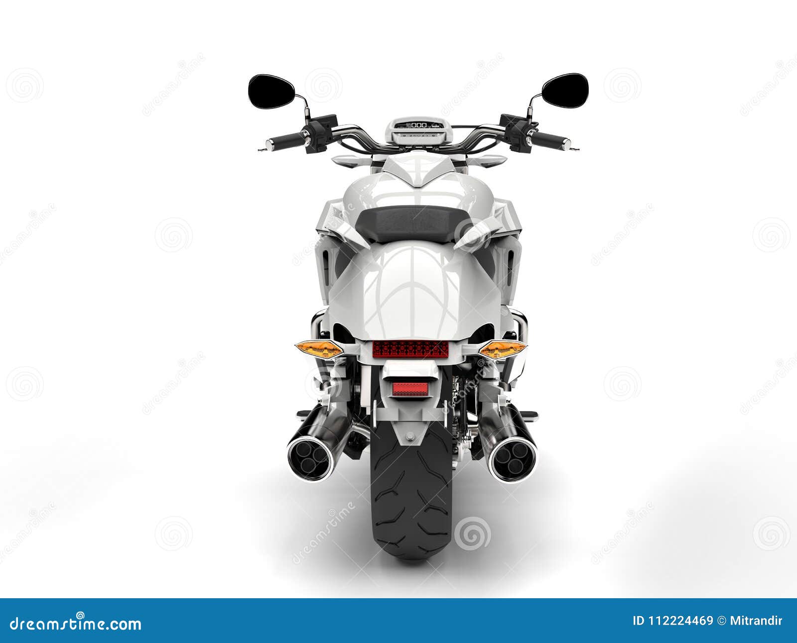 Cool White Powerful Motorcycle - Back View Stock Illustration ...
