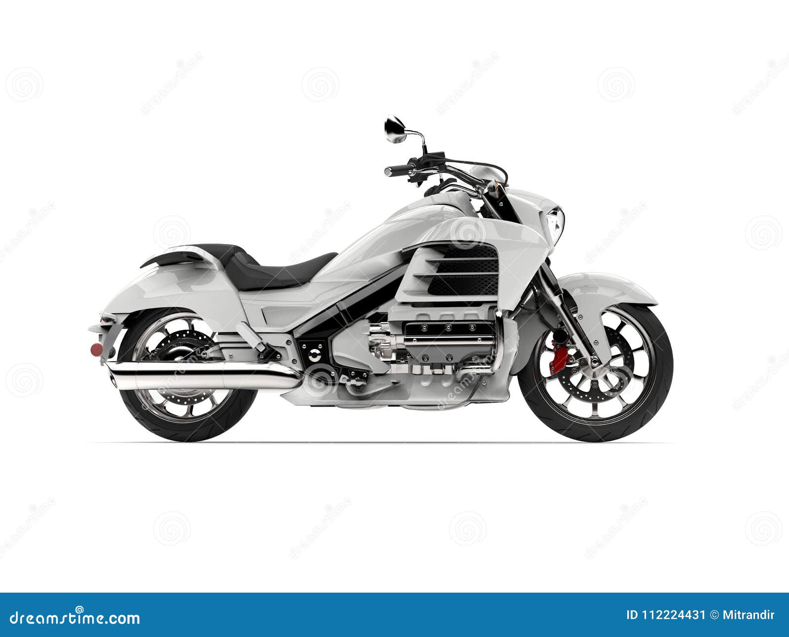 Cool White Powerful Motorcycle - Side View Stock Illustration ...
